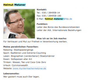 Helmut "Muntermacher" Metzner, FDP, hat vorerst ausgegackert...